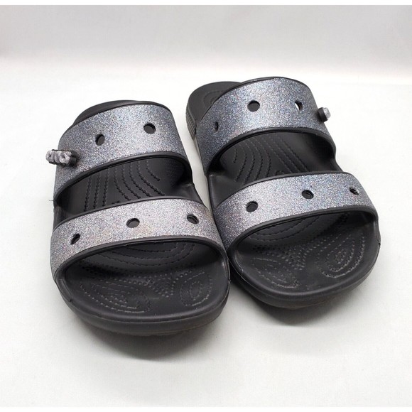 CROCS | Shoes | Crocs Classic Crocs Glitter Ii Black Silver Sandals ...